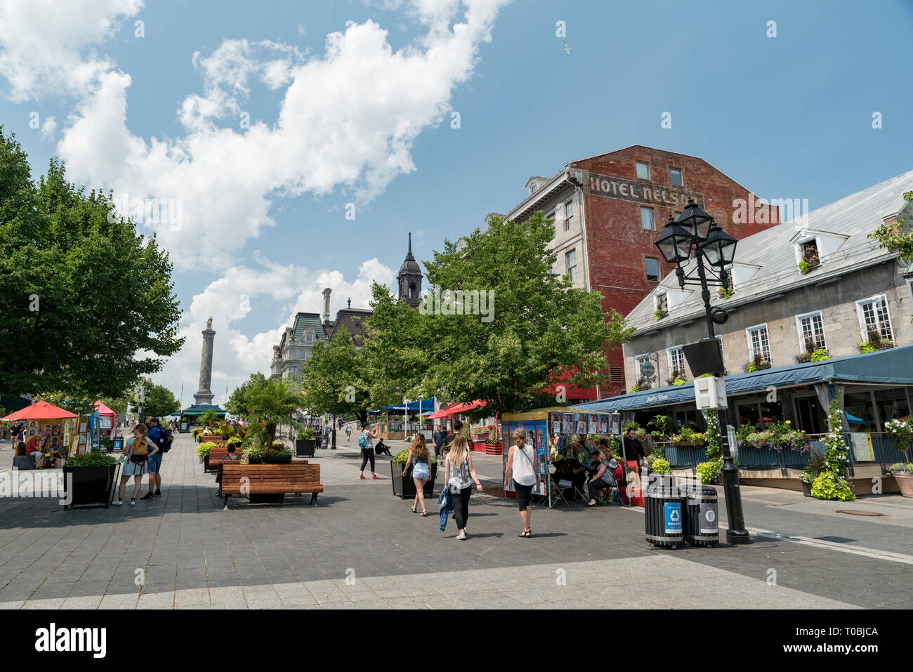 Montreal, Quebec, Canada. People, buildings, and displays at Jacques ...