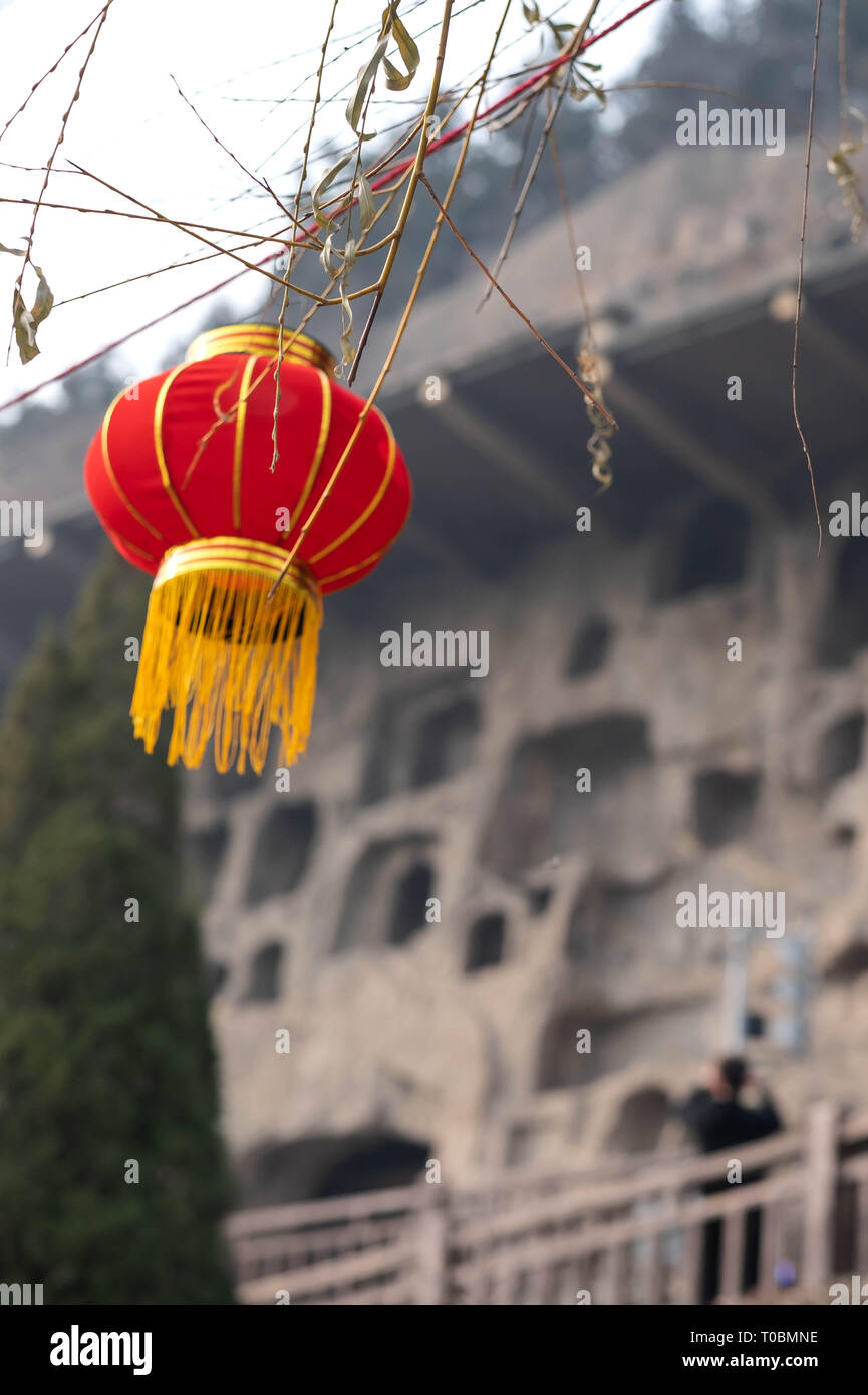 Luoyang, Henan/CHINA- JANUARY 19, 2019: Longmen Grottoes is one of the ...