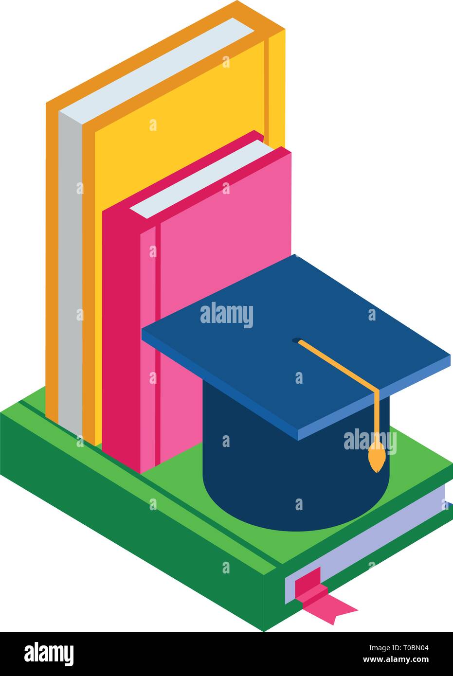 text books with graduation hat vector illustration design Stock Vector ...