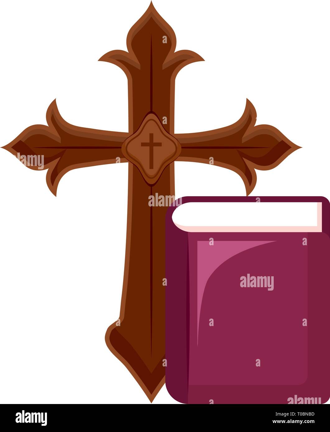 cross catholic with bible vector illustration design Stock Vector Image ...