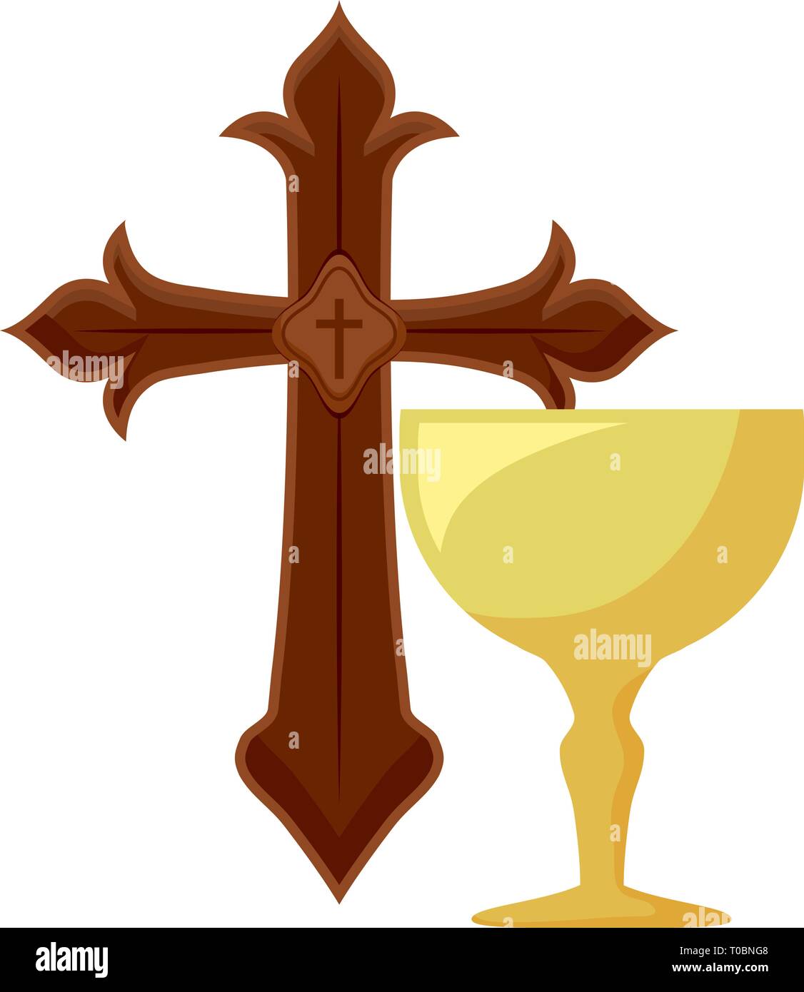 cross catholic with chalice sacred vector illustration design Stock ...