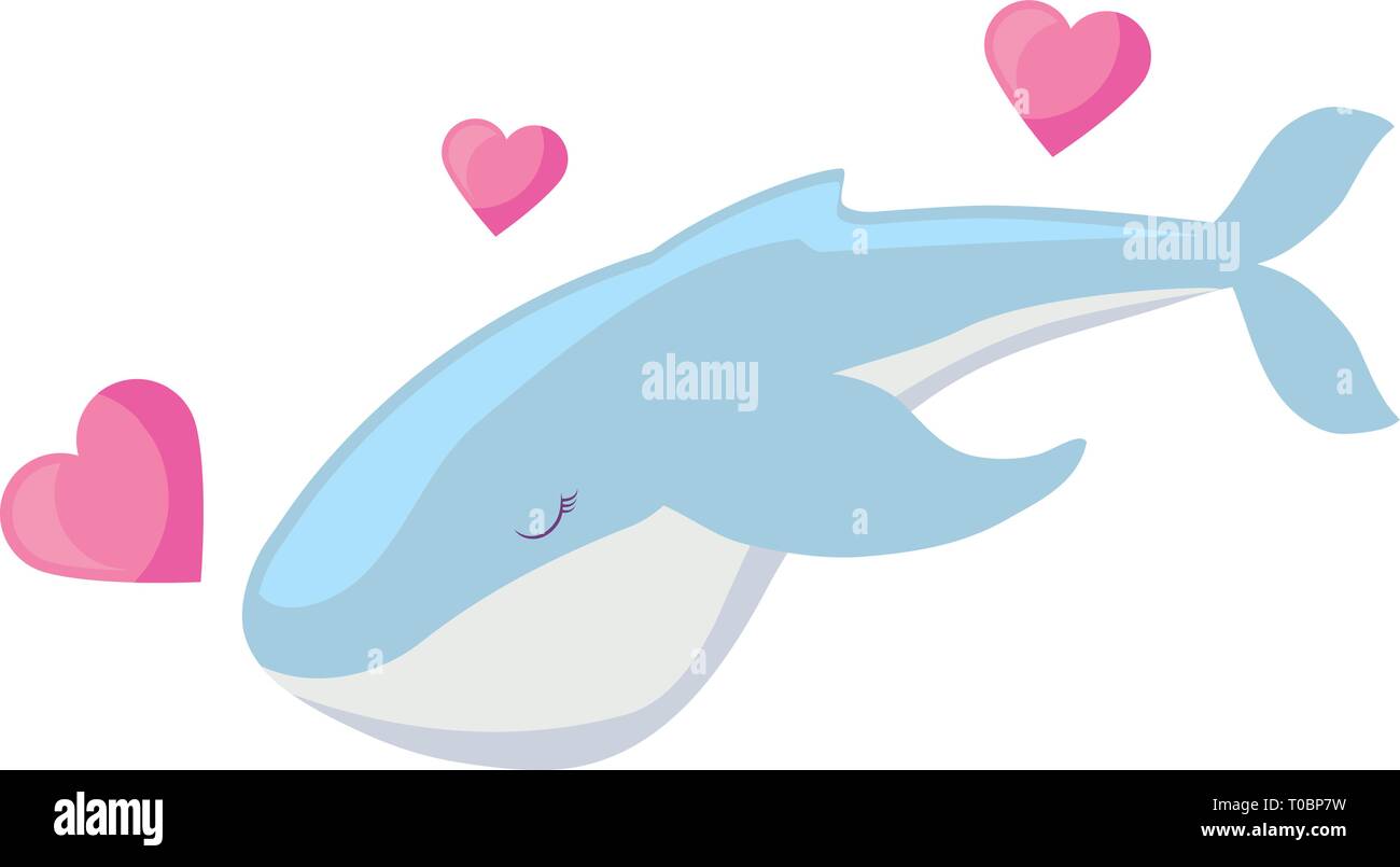 cute whale with hearts love vector illustration design Stock Vector ...