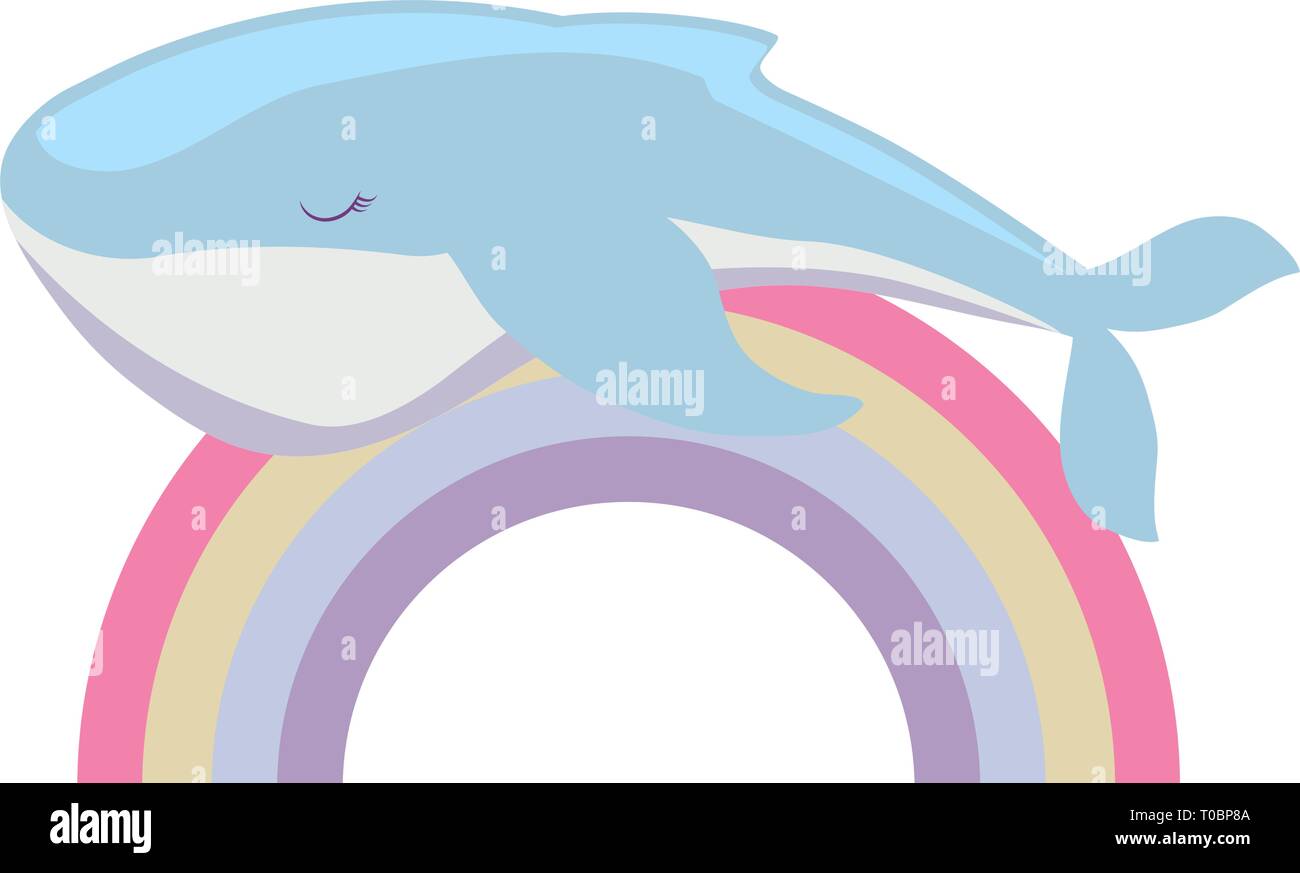 cute whale with rainbow vector illustration design Stock Vector Image ...