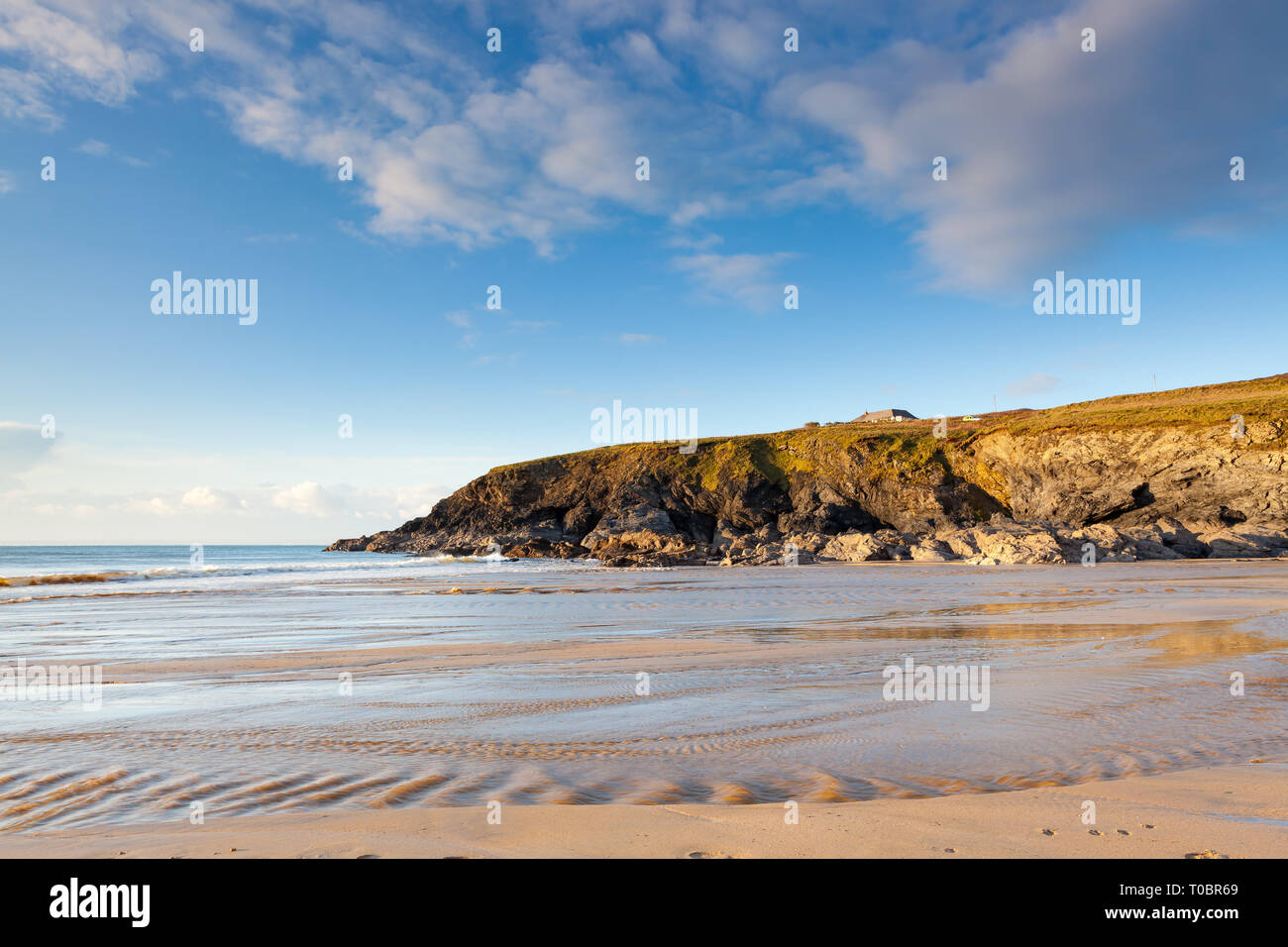 Evening on the beach at Poldhu Cove Cornwall England UK Europe Stock ...