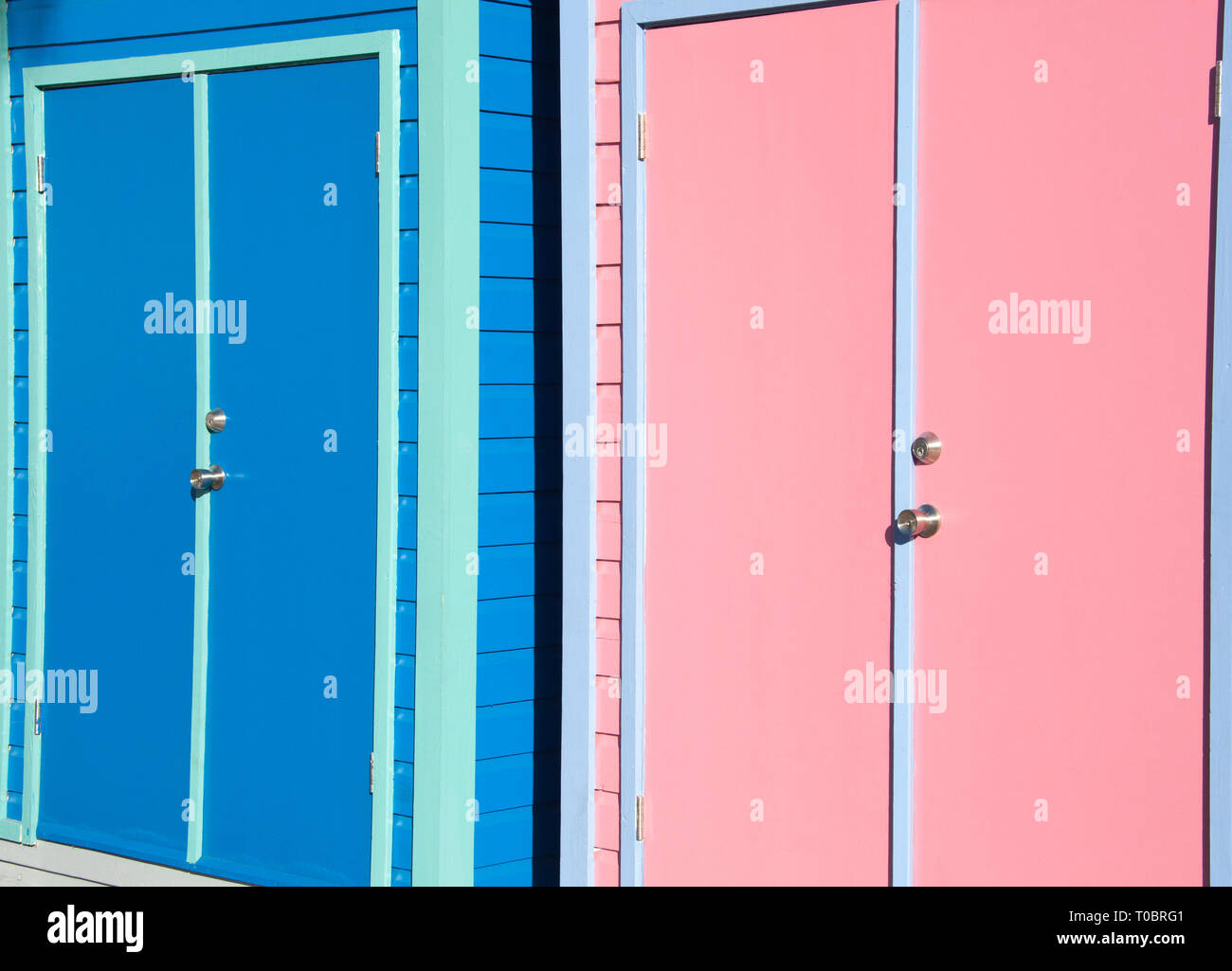 Colorful doors of still closed vendors booths in Nassau downtown ...