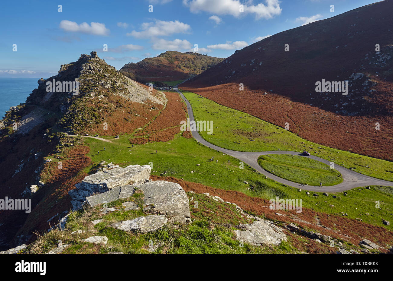 Coastal landscape at the Valley of Rocks, near Lynton, Exmoor National ...