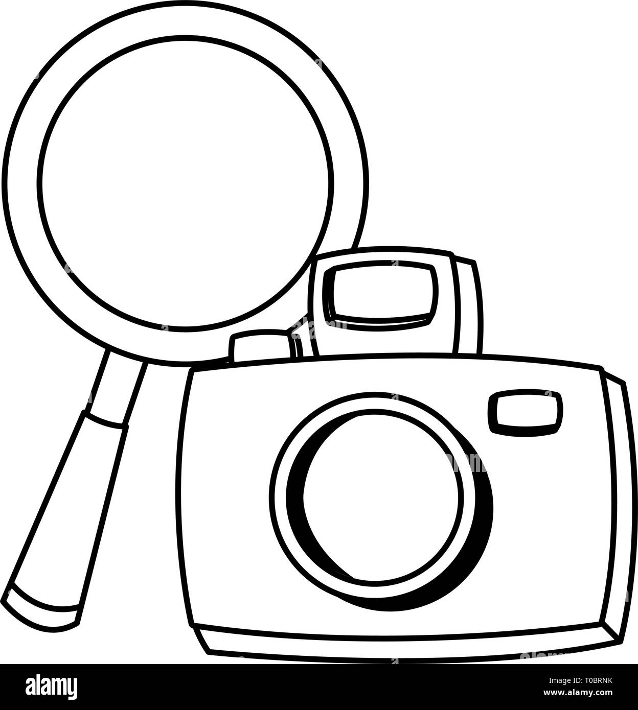 Cartoon Magnifying Glass Black And White