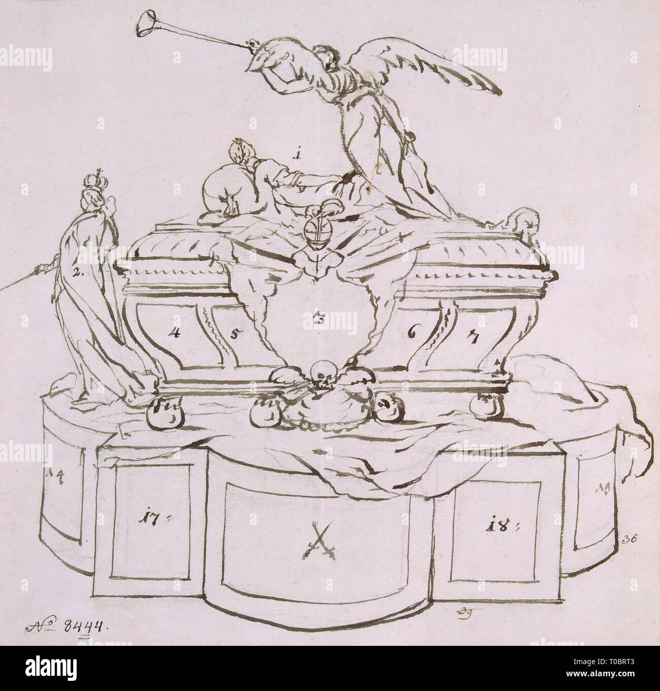 'Design of the Catafalque with a Coffin Showing the Coat-of-Arms of ...