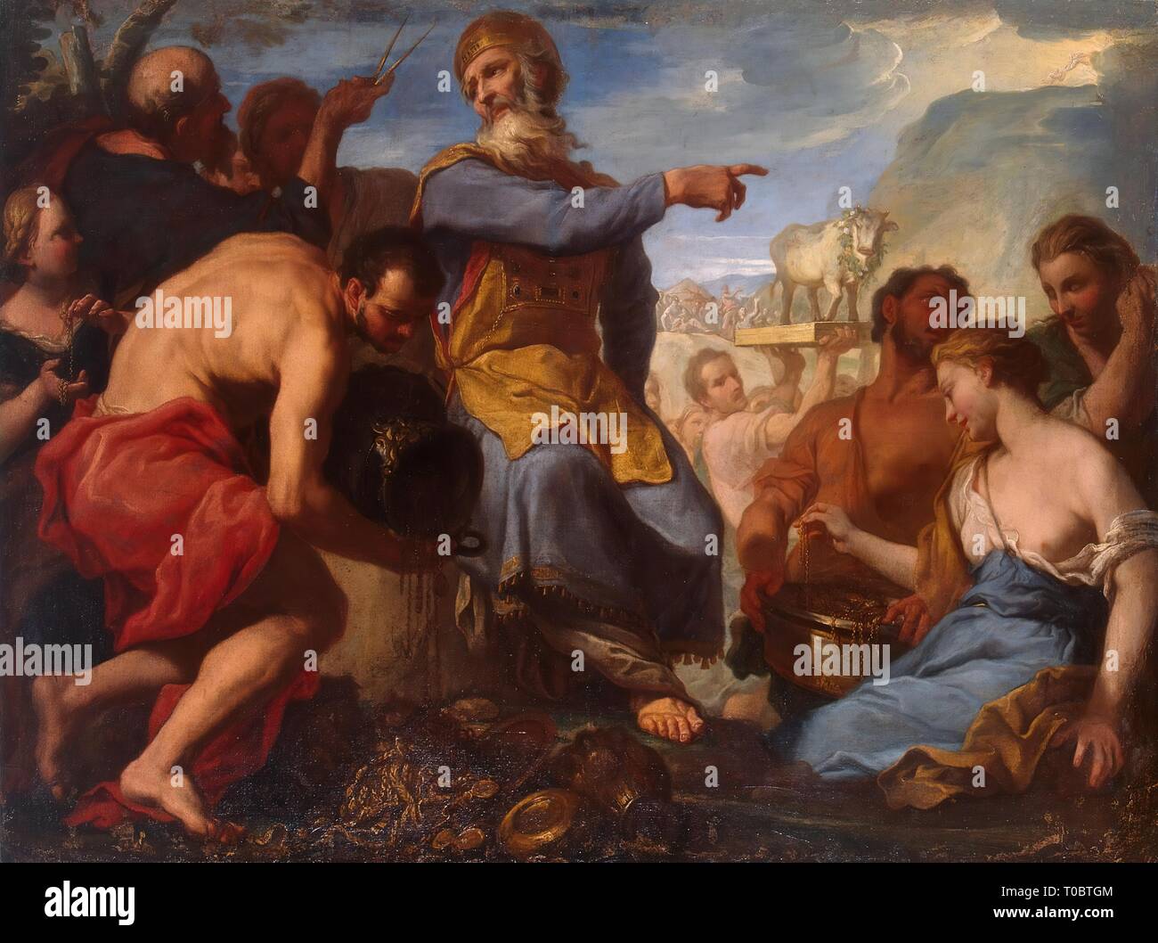 'Adoration of the Golden Calf'. Italy, Early 1700s. Dimensions: 163x217 ...