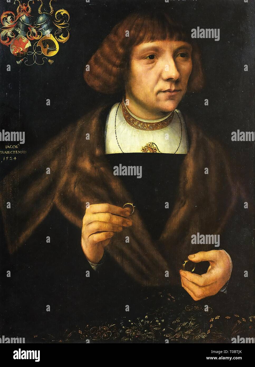 'Portrait of a Man with Rings'. Netherlands, 1524. Dimensions: 44,5x34 ...