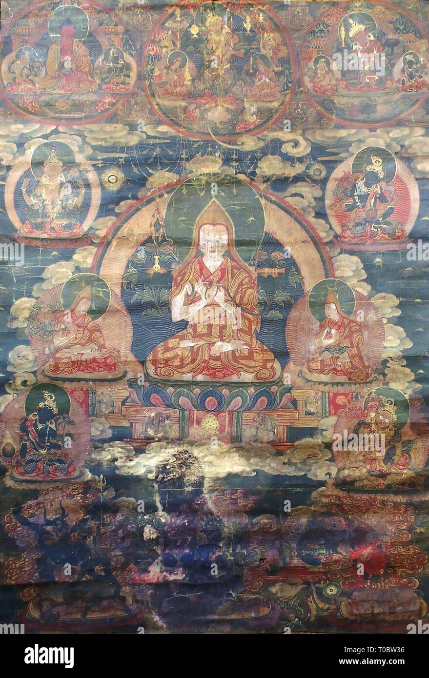 'Tsong-kha-pa (1357-1419) with his Retinue'. China, Early 18th century ...