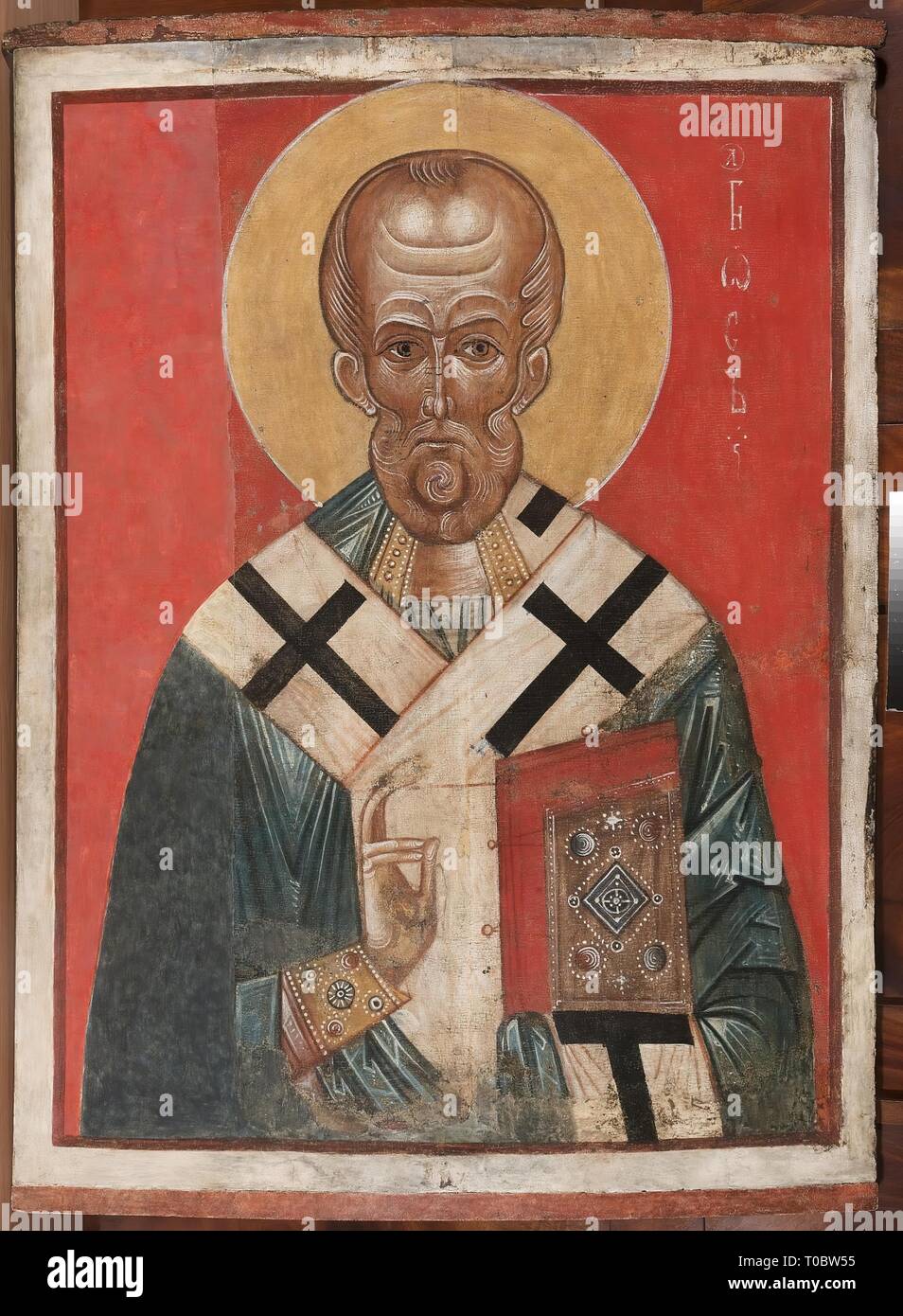 'Icon: St Nicholas'. Russia, 13th - 14th century. Dimensions: 107x82x3 ...