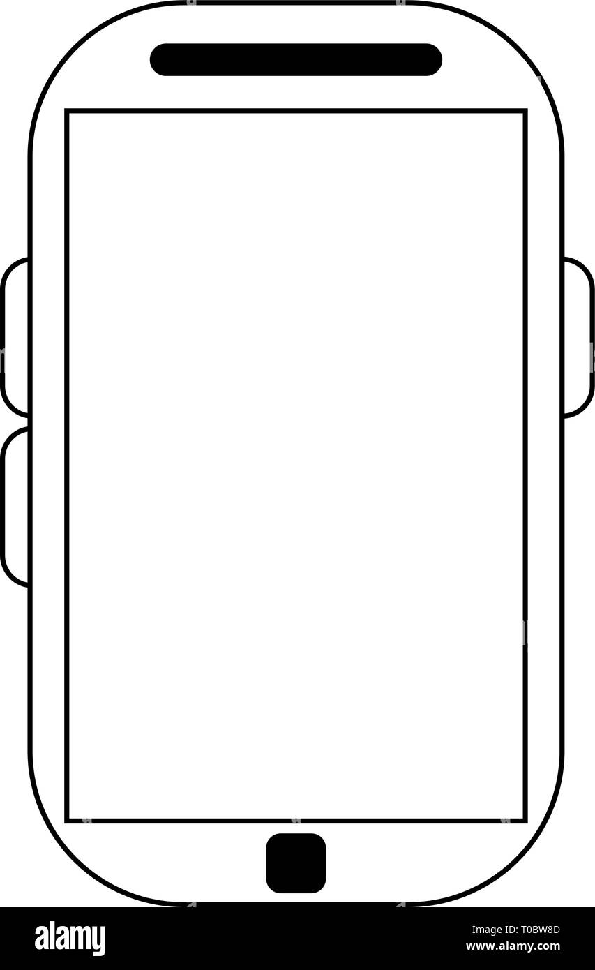 Smartphone mobile technology black and white Stock Vector Image & Art ...