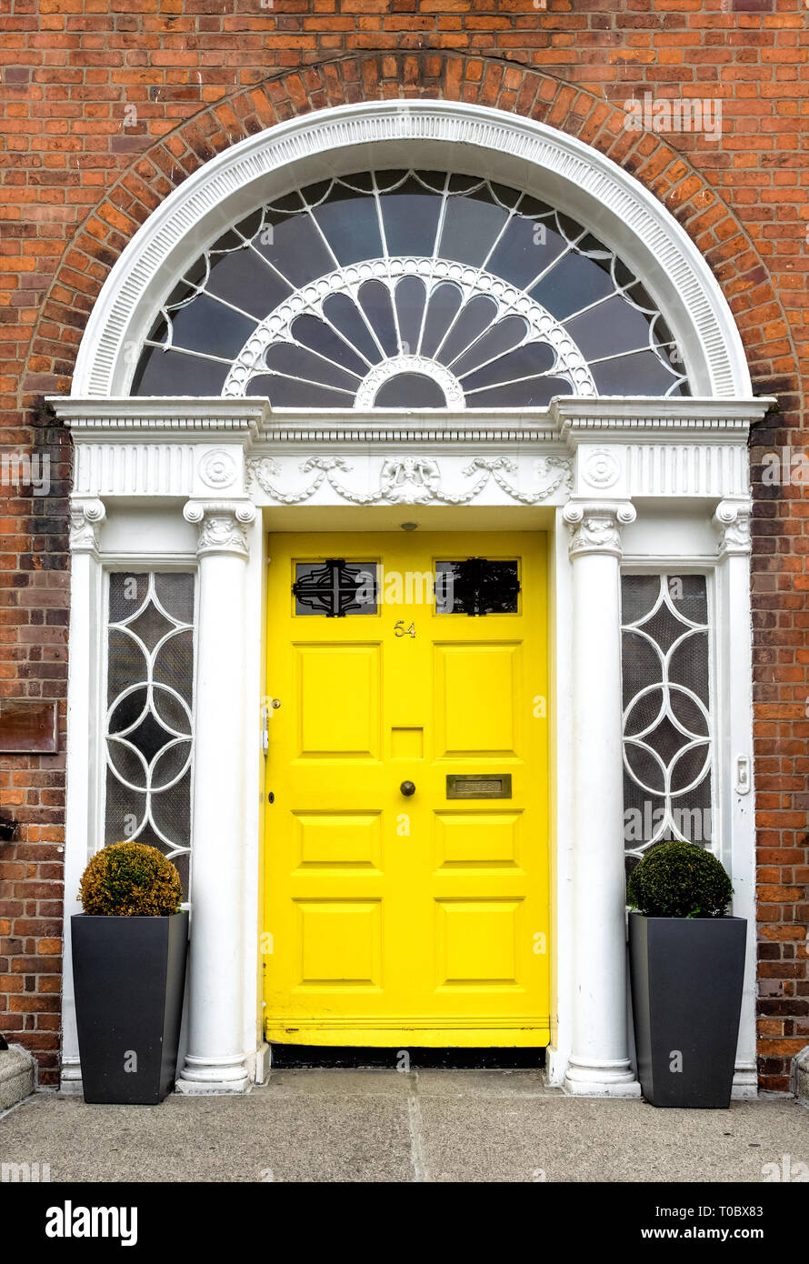 colourful Georgian door in Dublin city, Merrion Square, Ireland Stock ...