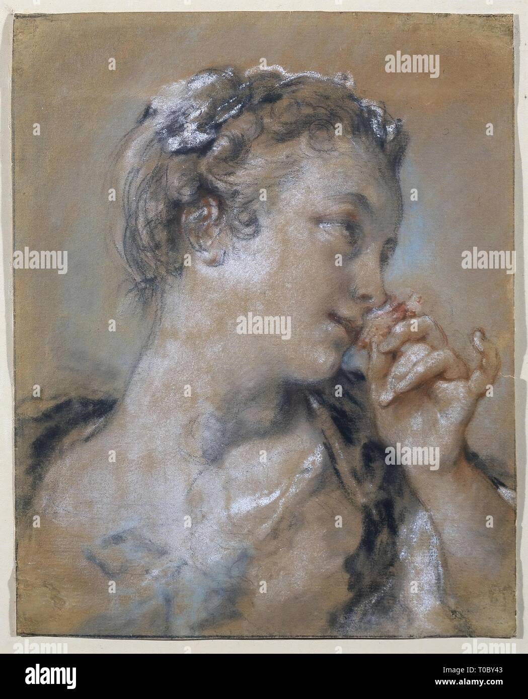 'Girl with a Rose'. France, 18th century. Dimensions: 22,5x18,1cm ...