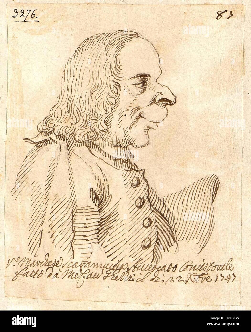 'Caricature Head of a Man with an Aquiline Nose'. Italy, 1747 ...