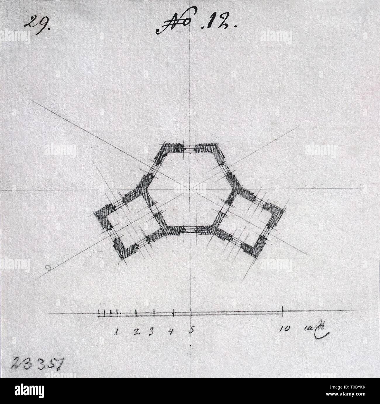 'Plan of the Second Hermitage'. Russia, 1770s. Dimensions: 13,1x13 cm ...