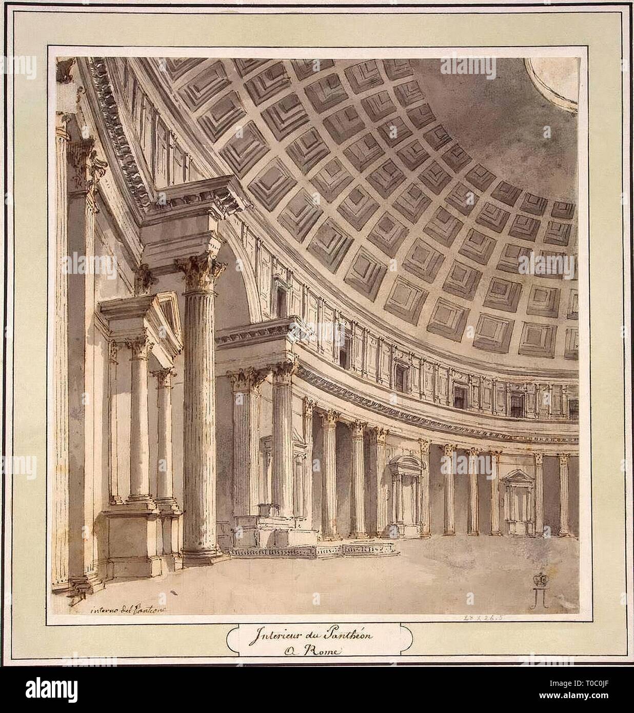 'Interior of the Pantheon in Rome'. Series of drawings of the Pantheon ...