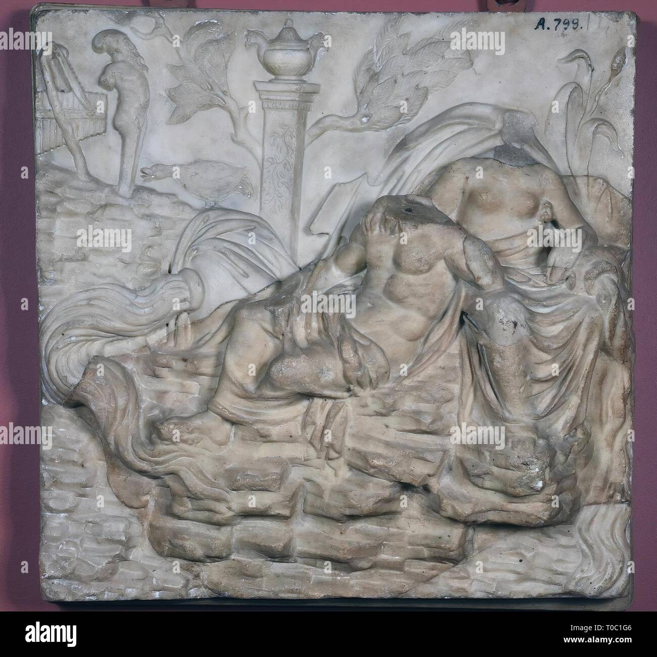 'Nymph and River Deity'. Ancient Rome, 1st century. Dimensions: height ...