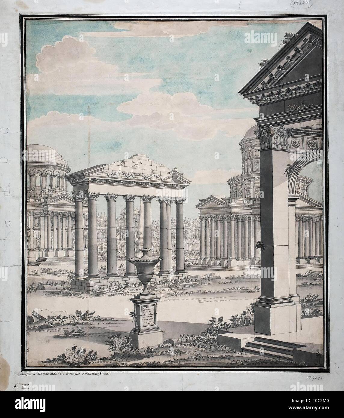 'Square with Ancient Ruins'. Italy, 1776. Dimensions: 50,3x13,2 cm ...