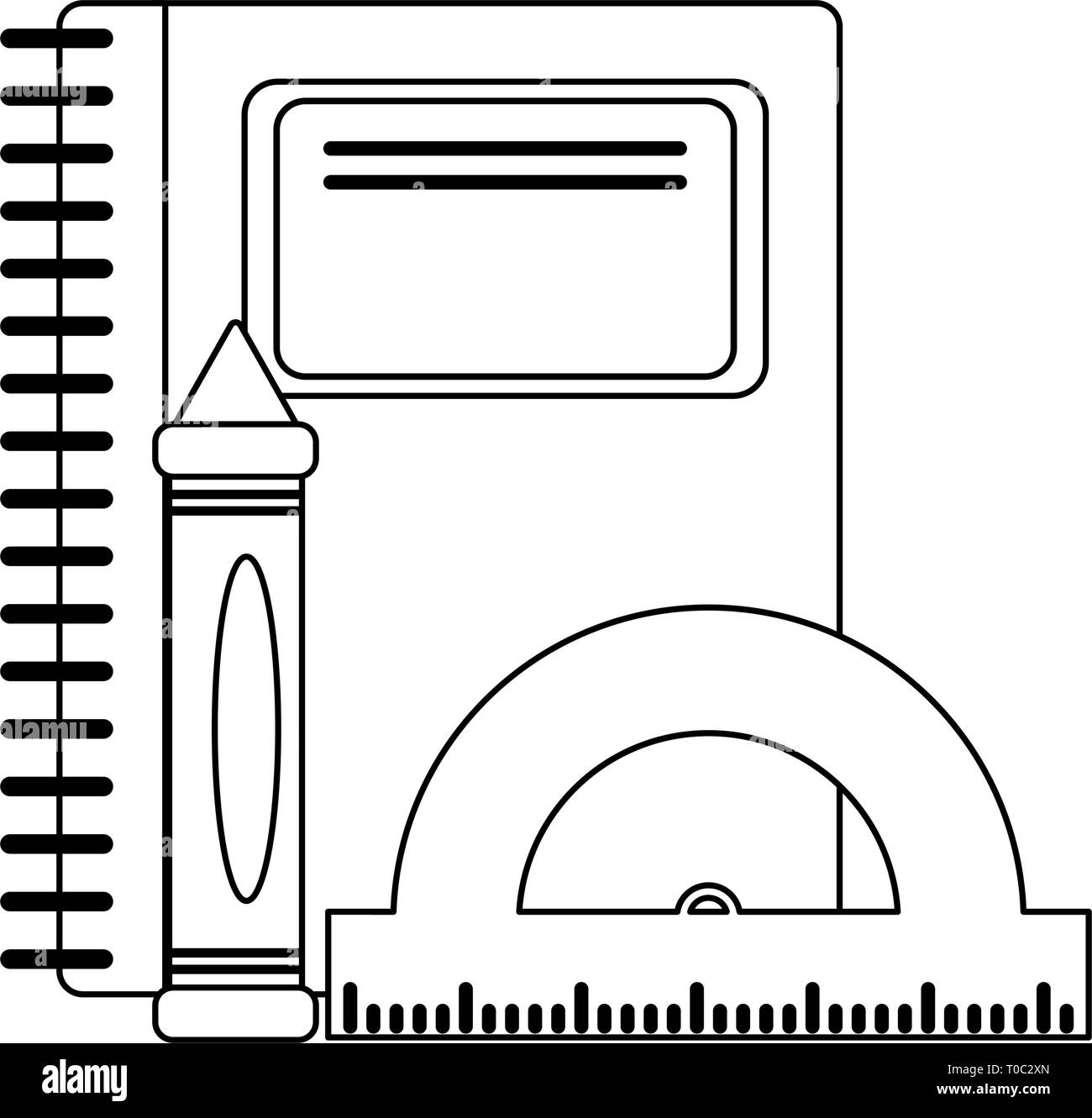 School utensils and supplies in black and white Stock Vector Image ...