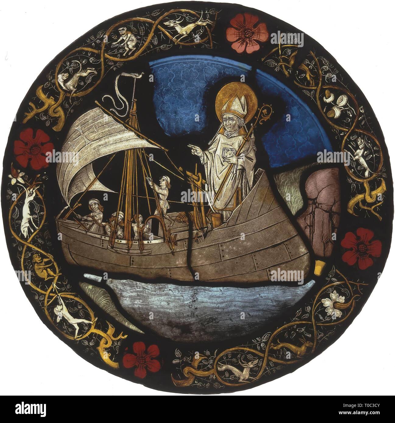 '"St Nicholas Blessing the Sailors"'. Germany, Nuremberg, Circa 1500 ...