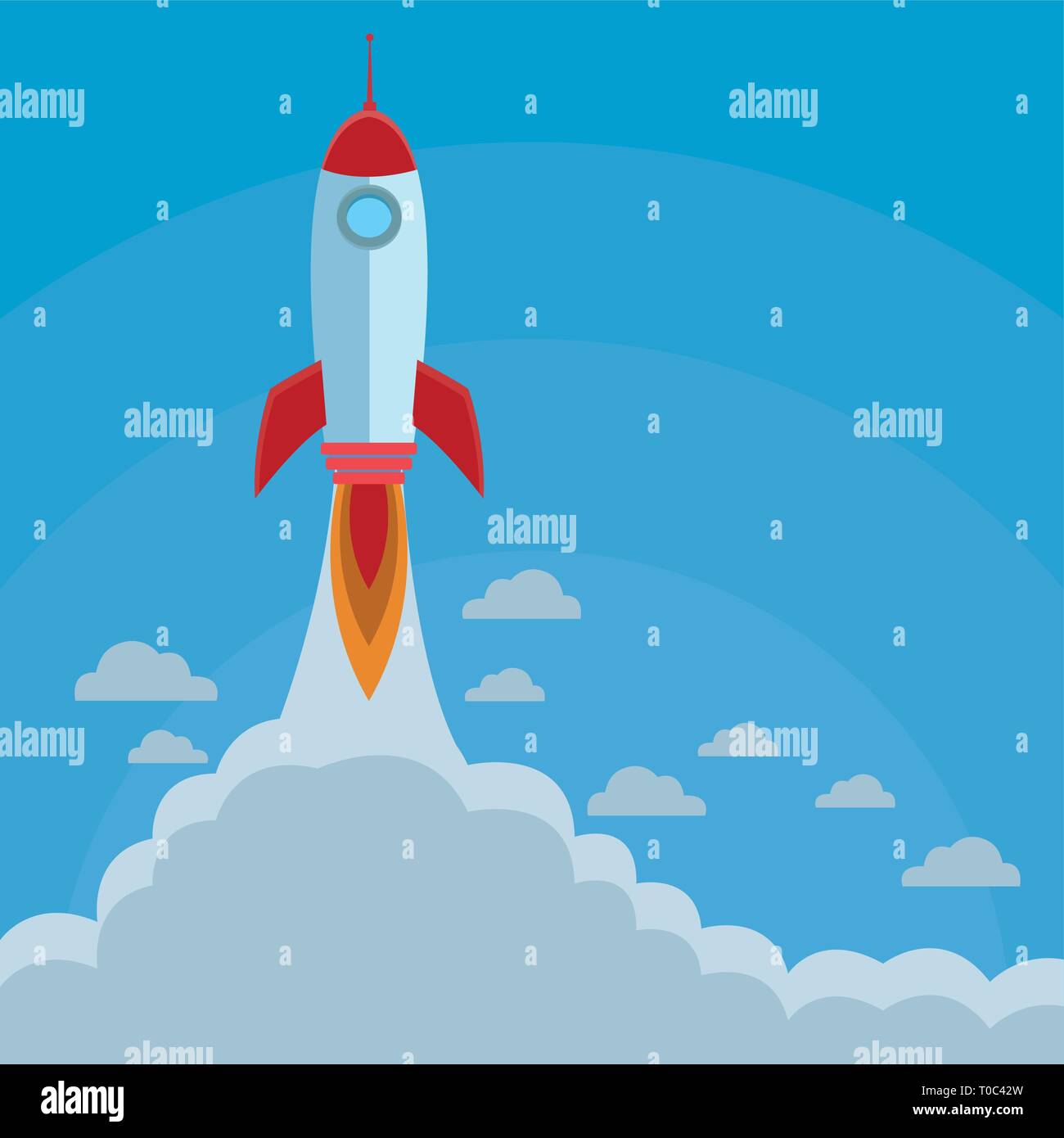rocket taking off cartoon Stock Vector Image & Art - Alamy