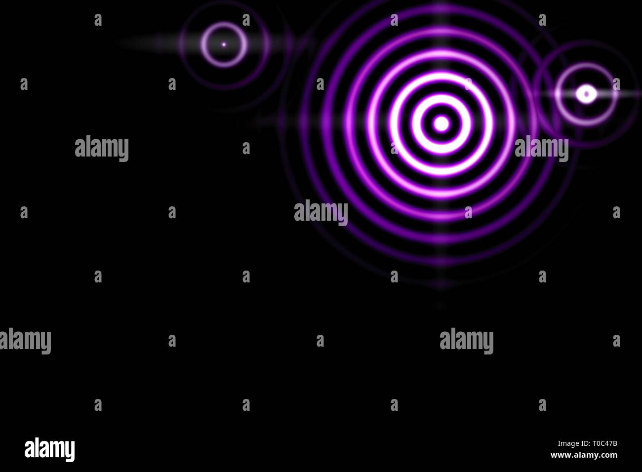Abstract light background, purple sound waves oscillating with circle ...