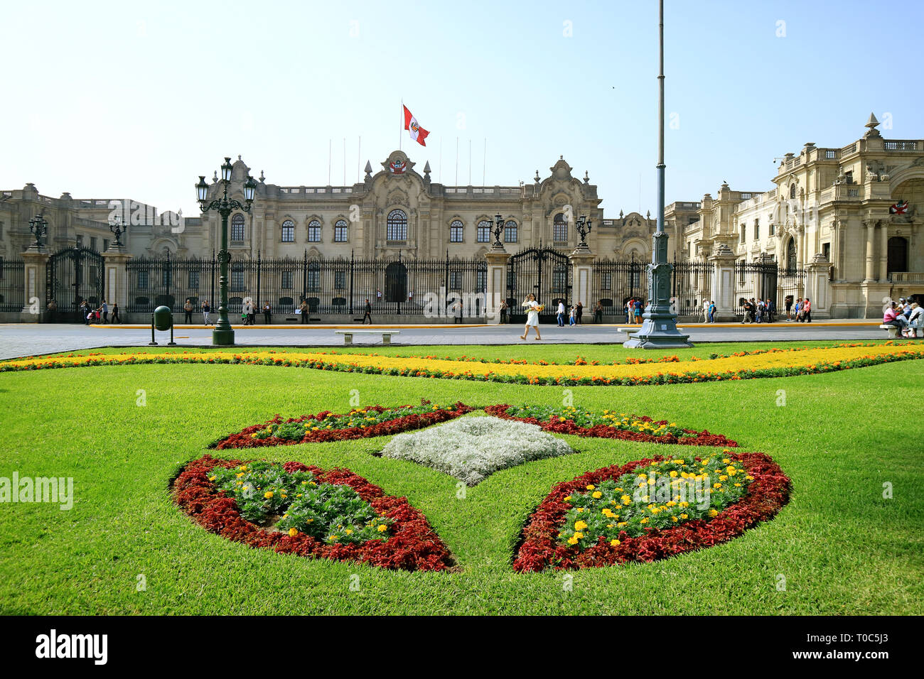 The Government Building or the House of Pizarro on Plaza Mayor with ...