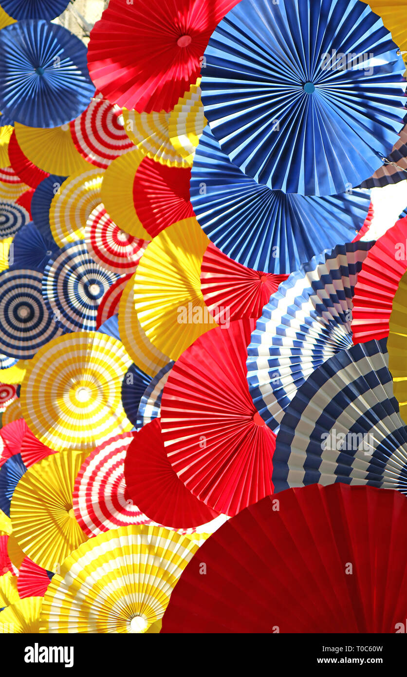 Vertical image of colorful pleated paper Decoration for background or ...