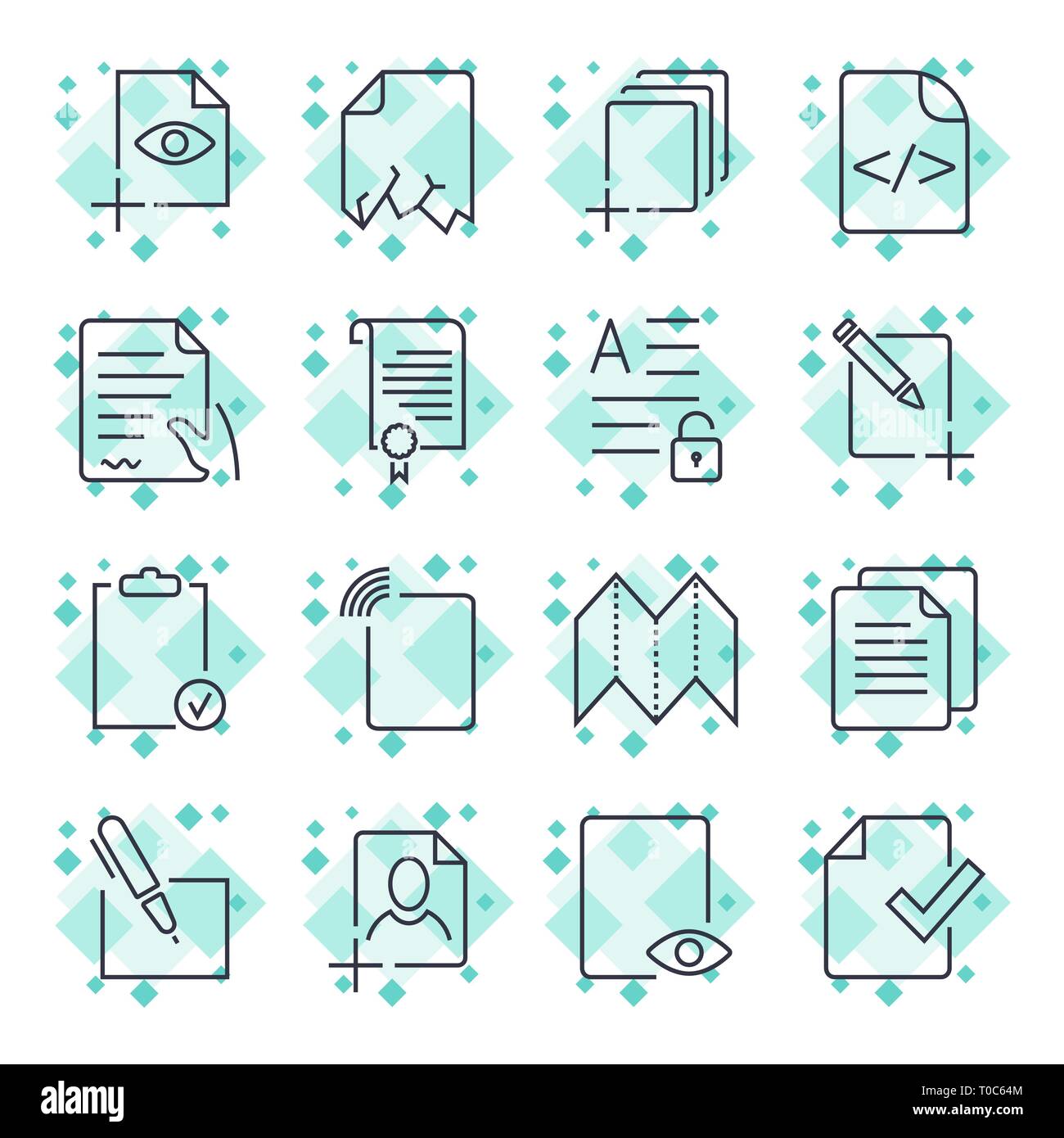 Paper icons, Document icons, Vector EPS10. Editable Stroke Stock Vector ...
