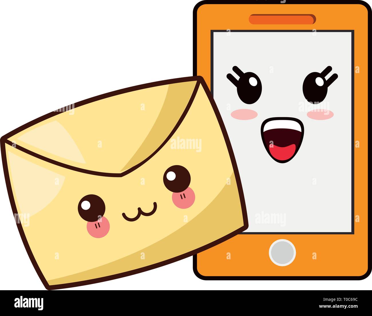 Smartphone and email kawaii cartoon Stock Vector Image & Art - Alamy