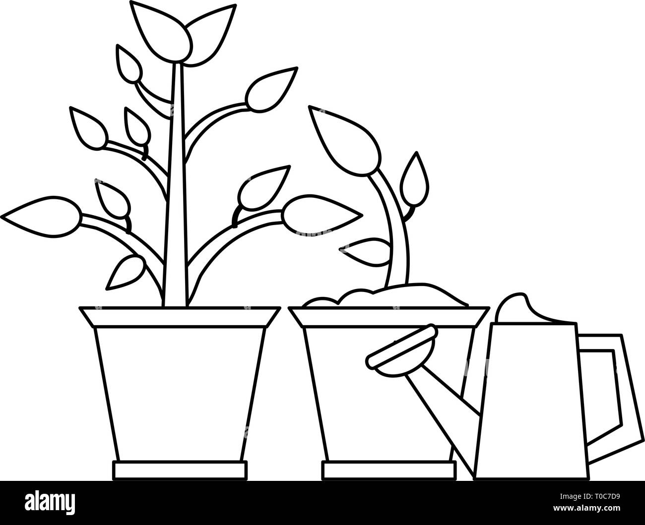 Gardening plants and tools black and white Stock Vector Image & Art - Alamy