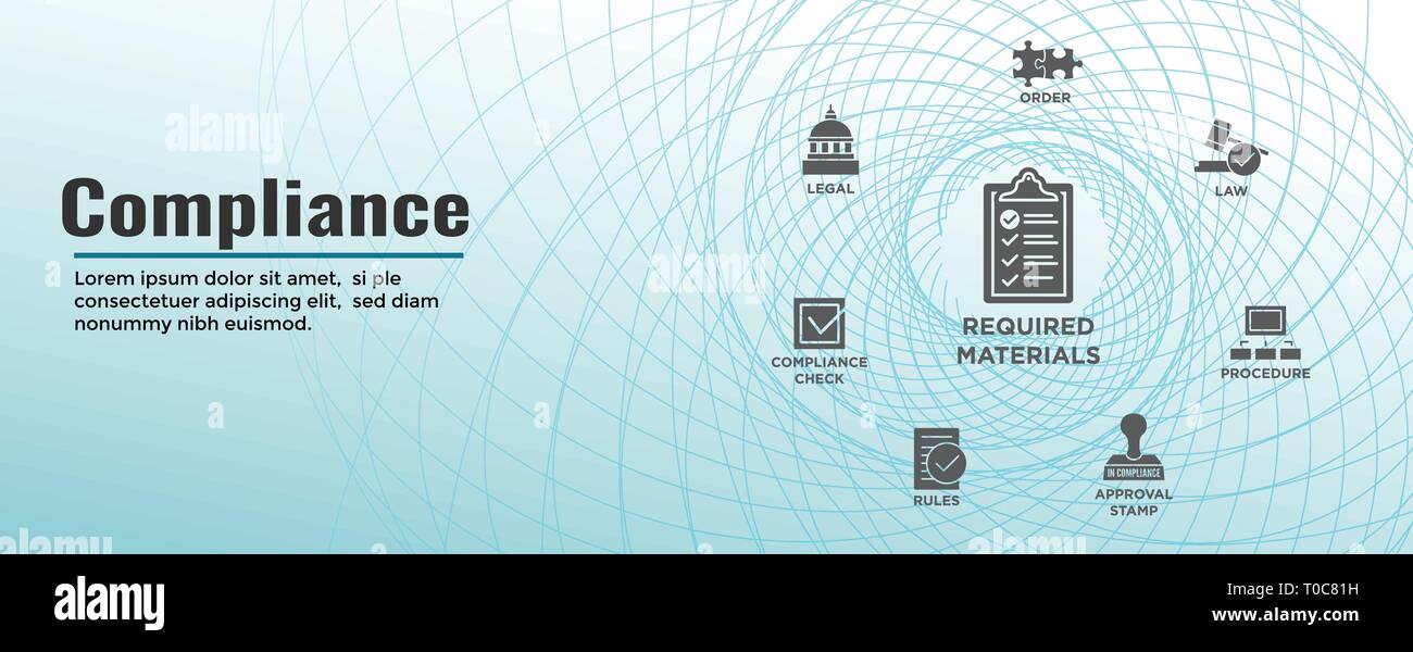 In compliance web header banner with icon set - shows a company passed ...