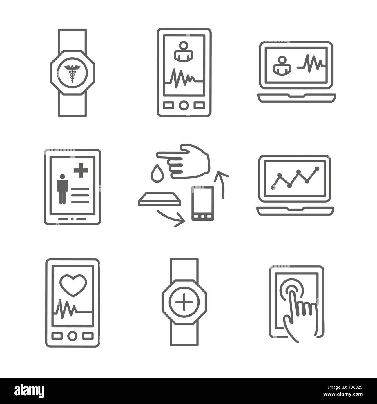 Digital Health Icon Set - Wearable Technology Web Header Banner Stock ...