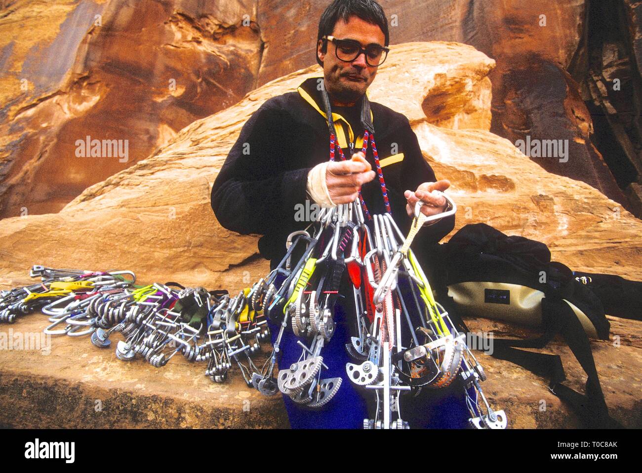 Barry Ward gearing up for a climb in Moab, Utah Stock Photo - Alamy