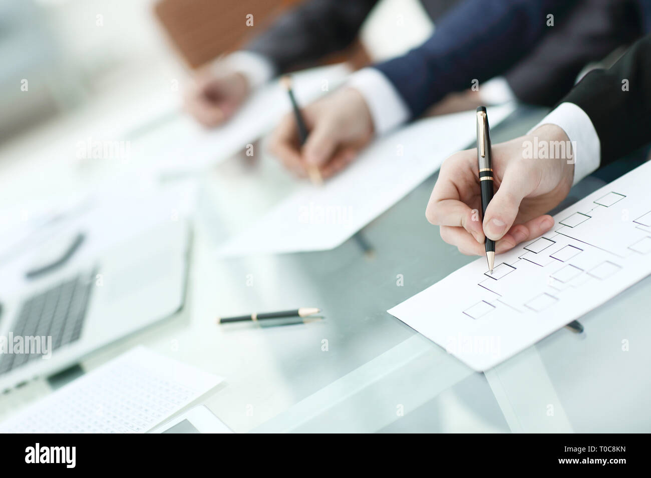 background image of business team working at Desk Stock Photo - Alamy