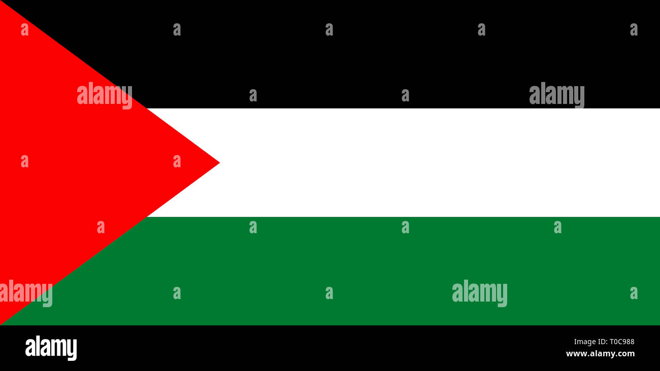 Flag of the Palestinian autonomy authority with seat in Ramallah Stock ...