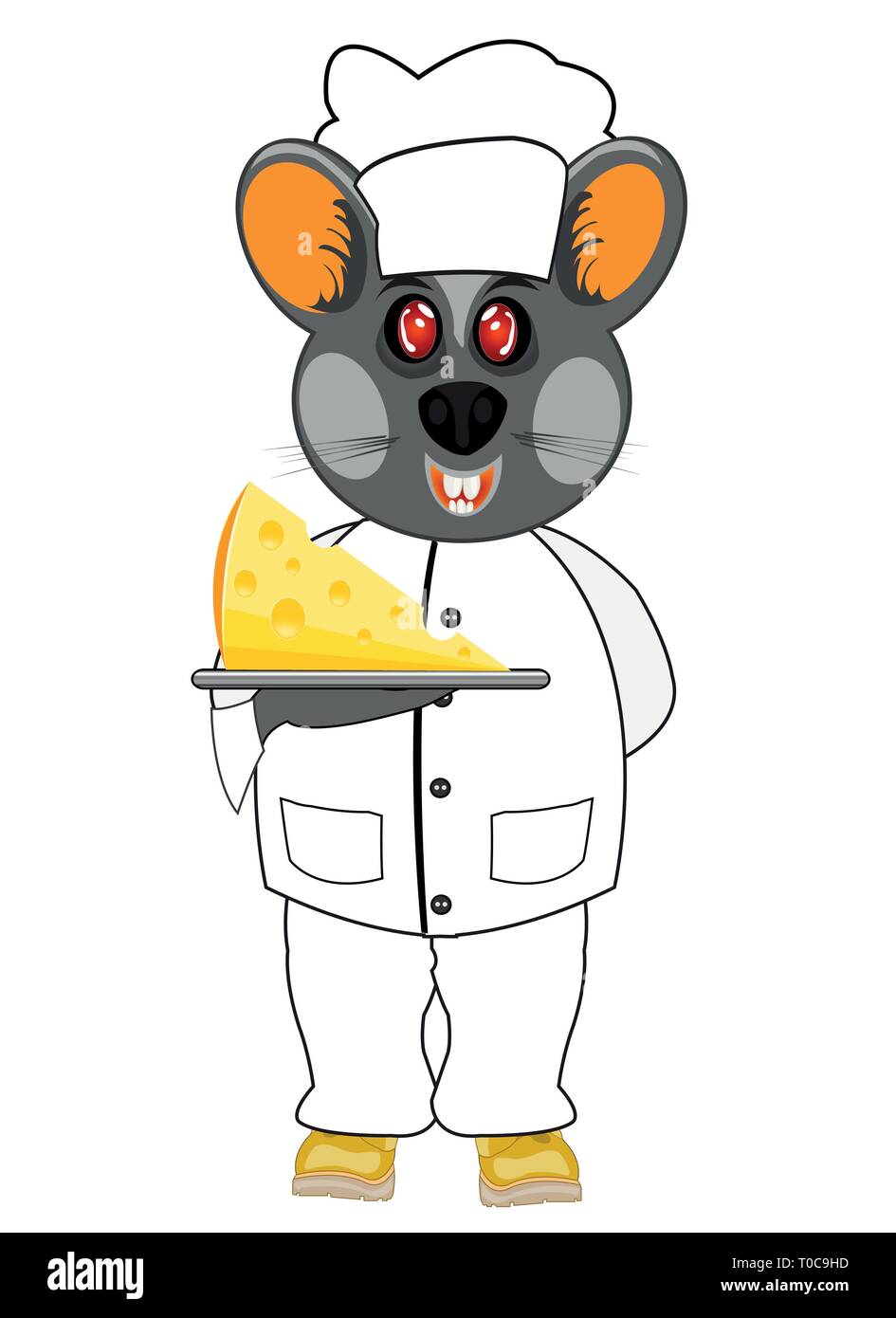 Vector illustration mouse cook with cheese on white background Stock ...