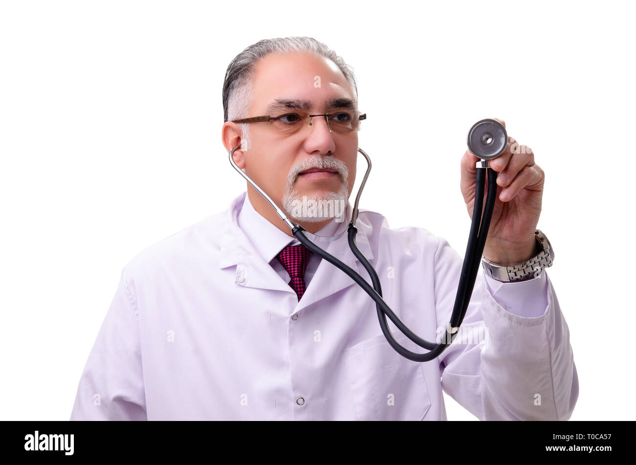Old male doctor isolated on white Stock Photo - Alamy