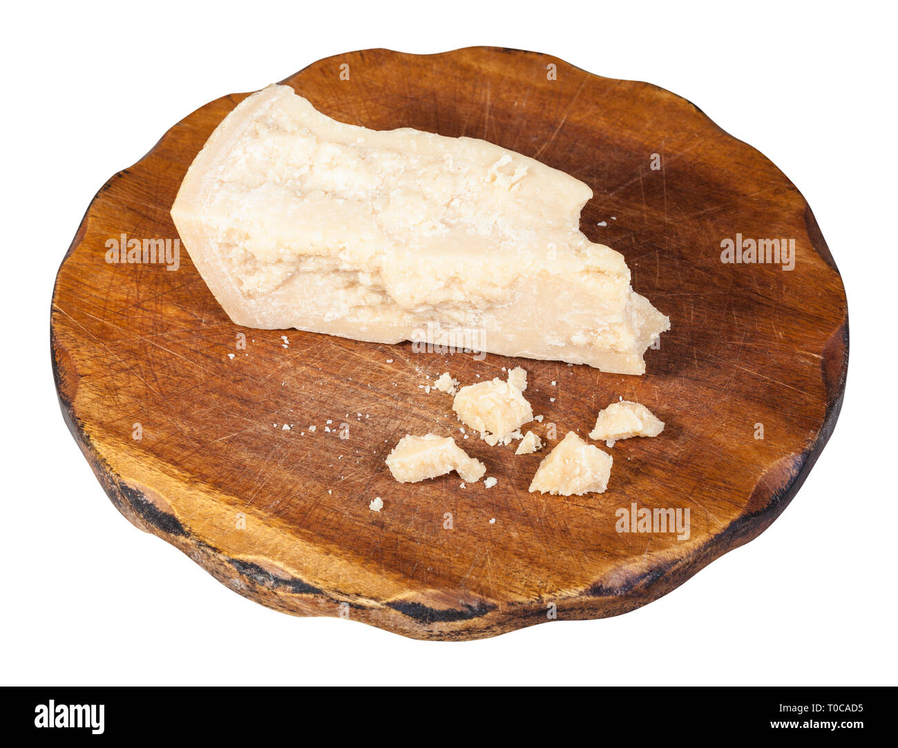 piece of local italian Parmigiano Reggiano (Parmesan) hard cheese with ...