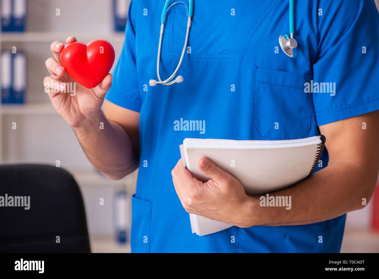 Male doctor cardiologist holding heart model Stock Photo - Alamy