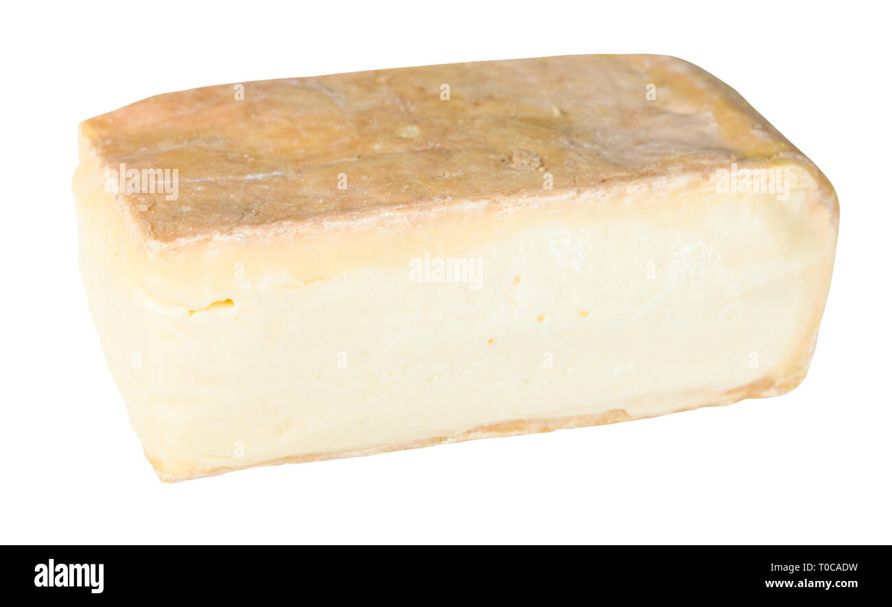 piece of local italian Taleggio cheese from cow's full milk isolated on ...