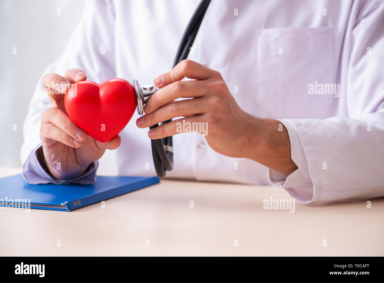 Male doctor cardiologist holding heart model Stock Photo - Alamy