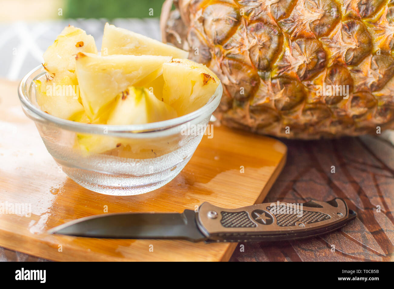 Close up fresh pineapple cut in hi-res stock photography and images - Alamy
