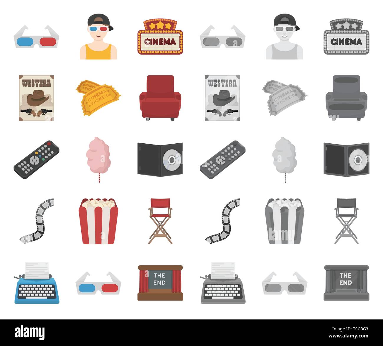Films and cinema cartoon,mono icons in set collection for design.Movies ...