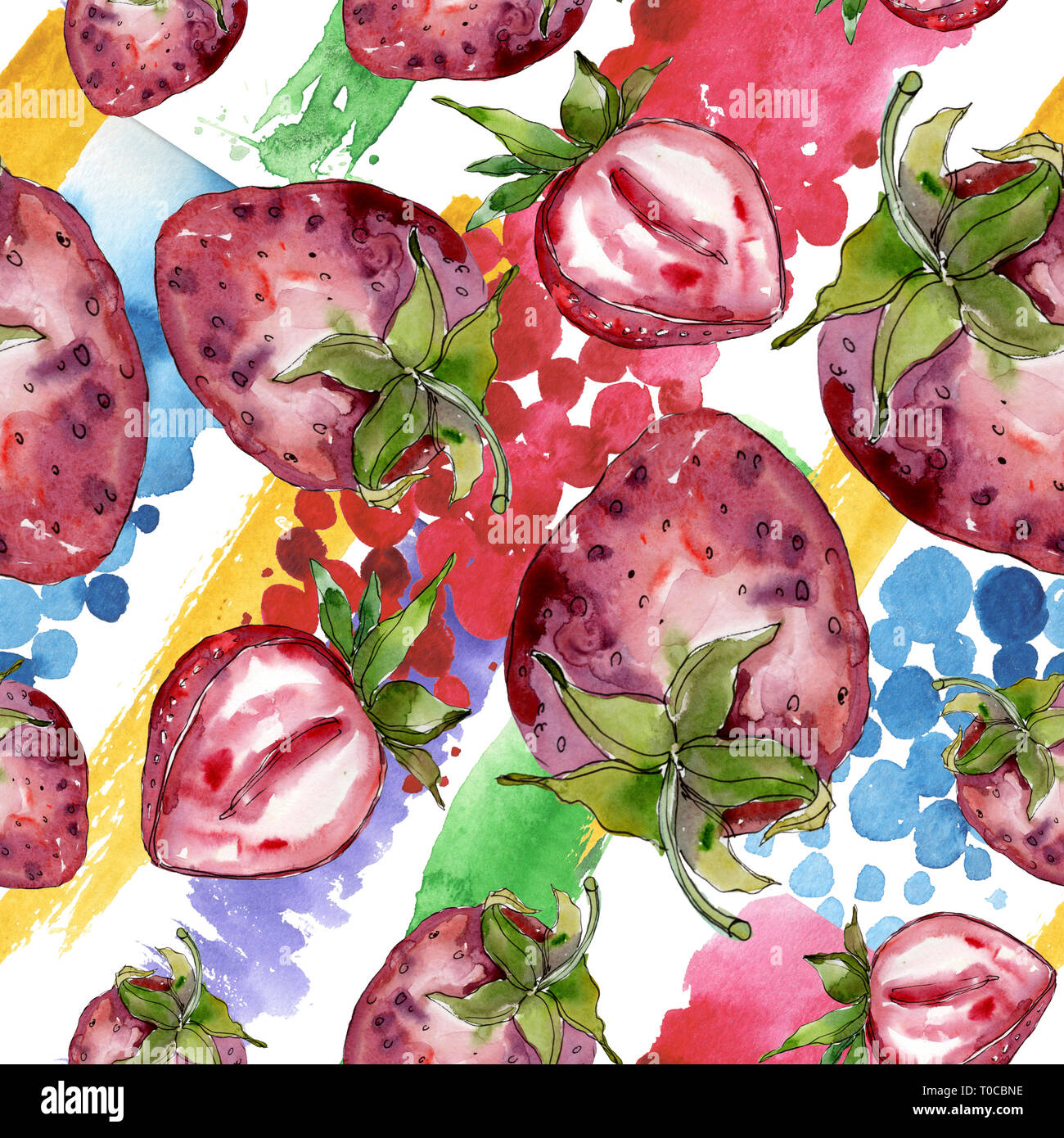 Strawberry healthy food in a watercolor style isolated. Watercolor ...