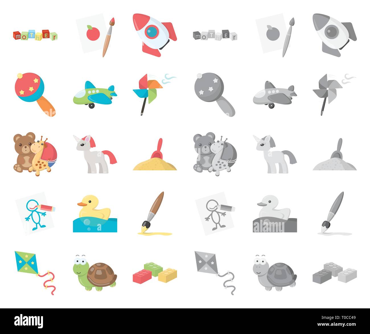 Children toy cartoon,mono icons in set collection for design. Game and ...
