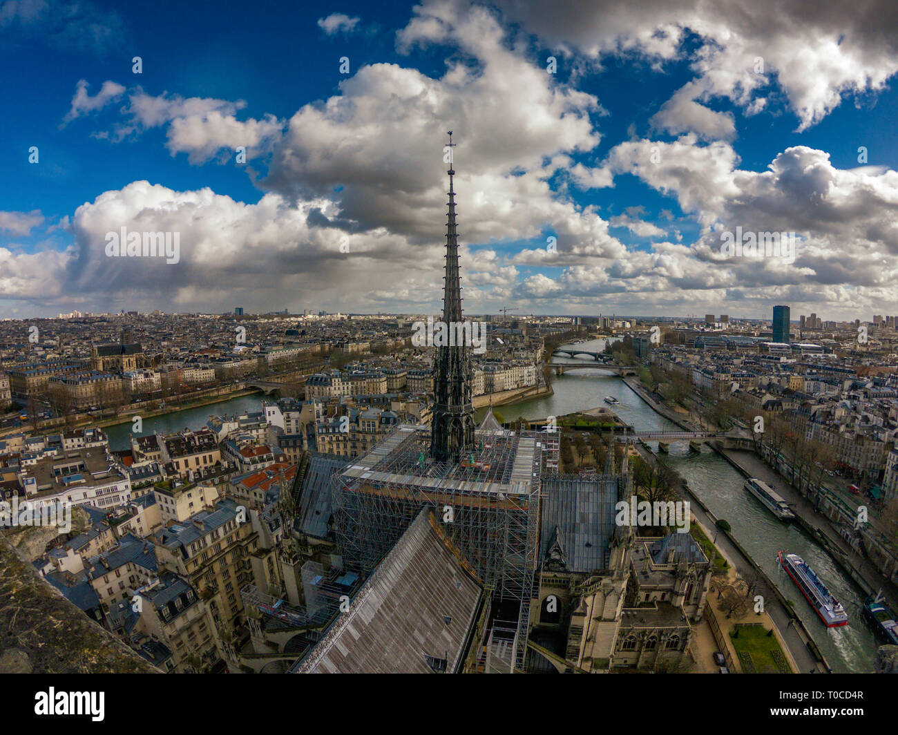 Great panoramic view of Paris from Notre Dame in a beautiful day. Its ...