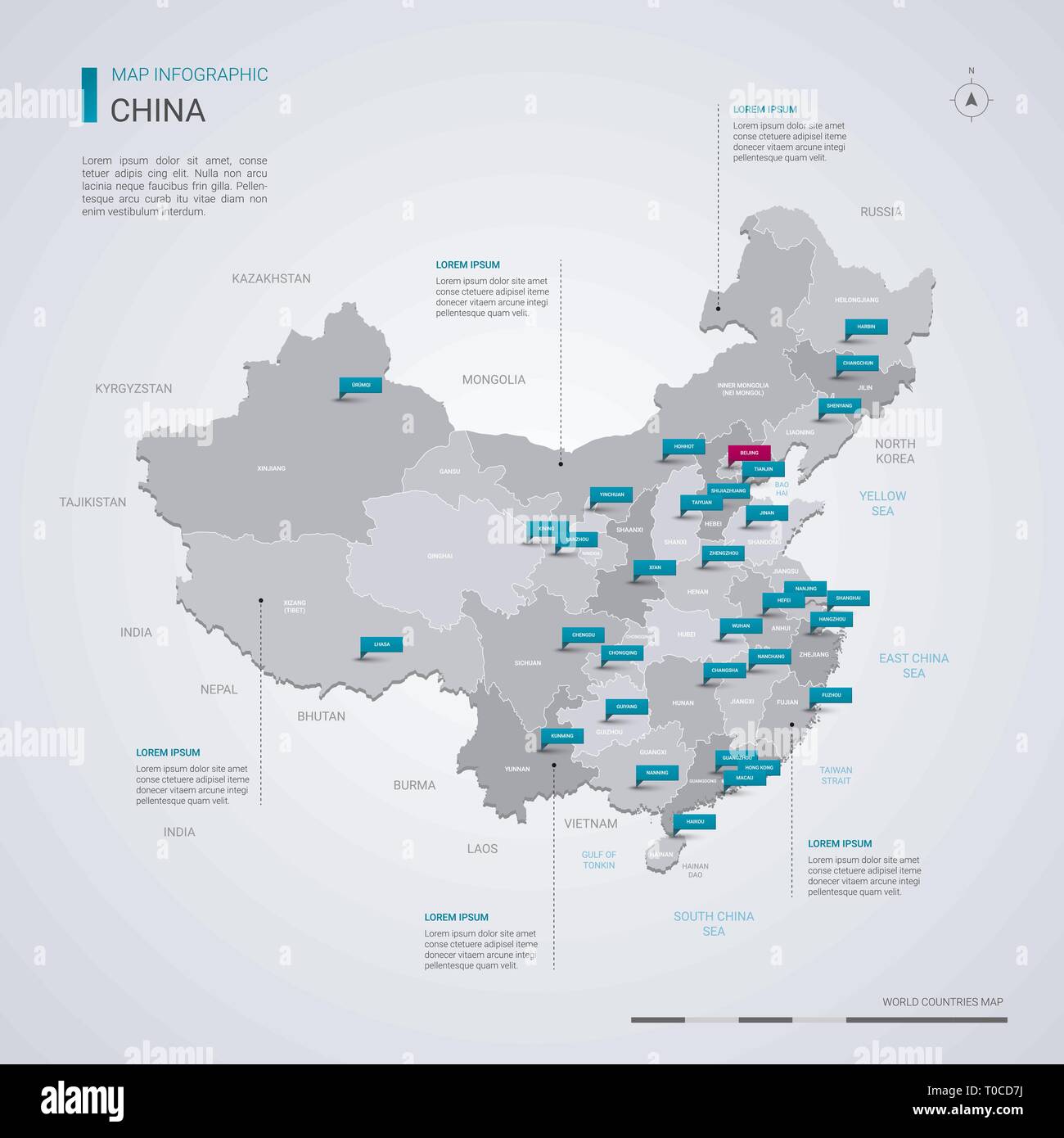 China political map capital beijing hi-res stock photography and images ...